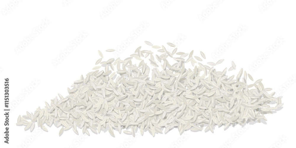 Mound rice grain pattern isolated on white. Asian food rice. Steamed ...