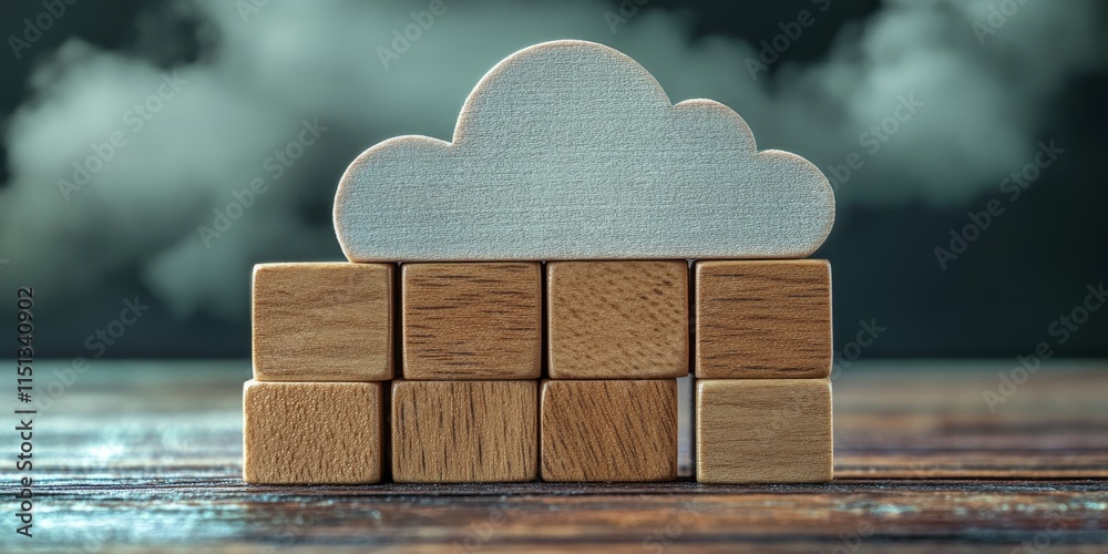 Wooden blocks representing AWS concepts and cloud computing services ...