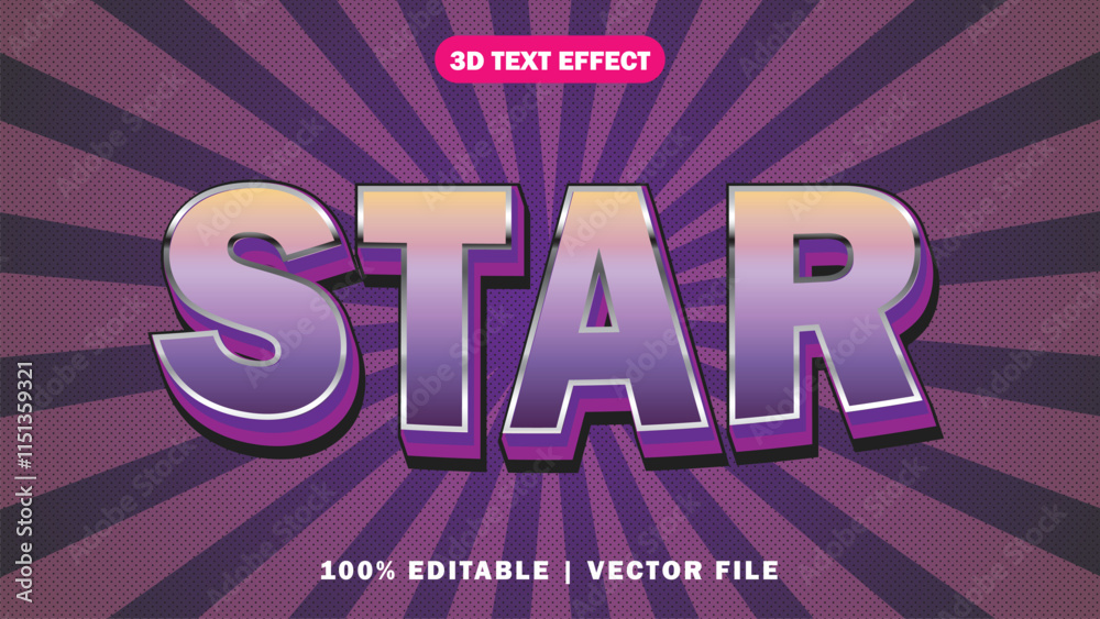 Star 3d text effect pink color editable eps vector text effects 素材庫向量圖 ...