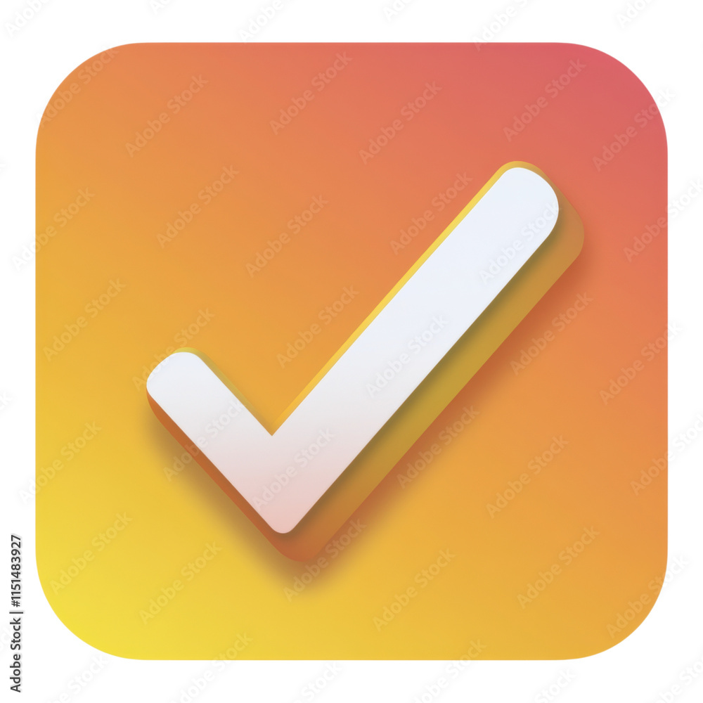 Rounded checkmark icon, smooth edges, transparent background, versatile ...