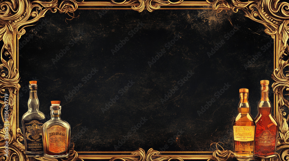 Art deco labels. Vintage alcohol labels framed brands rum tequila ...