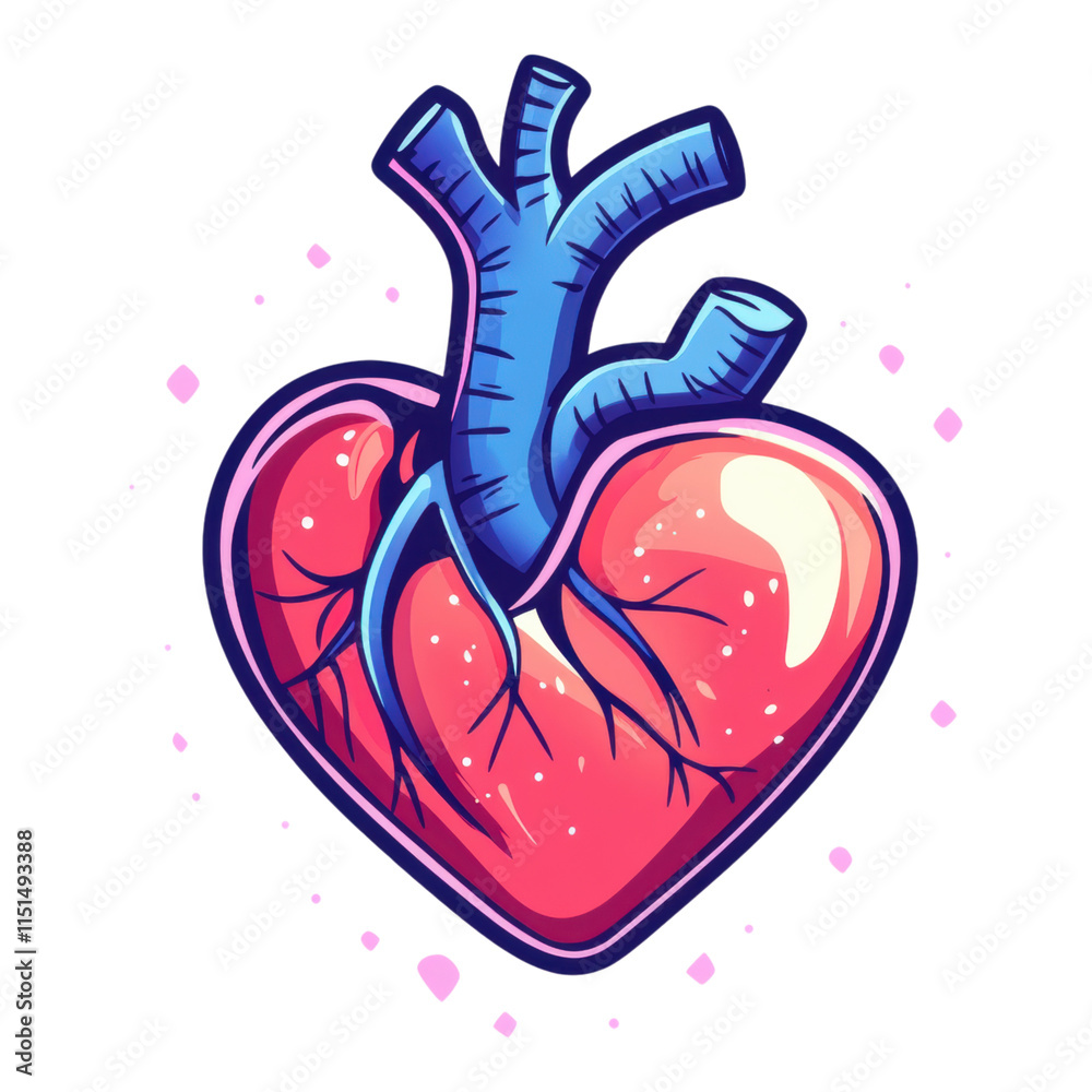 Heart icon representing health and love, flat design, transparent ...
