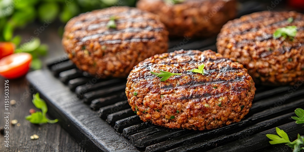 Plant based soya protein burgers, rich in fibre, offer a delicious meat ...