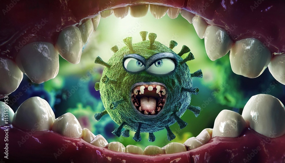 Virus monster Inside mouth and teeth - Microbiology And Virology ...