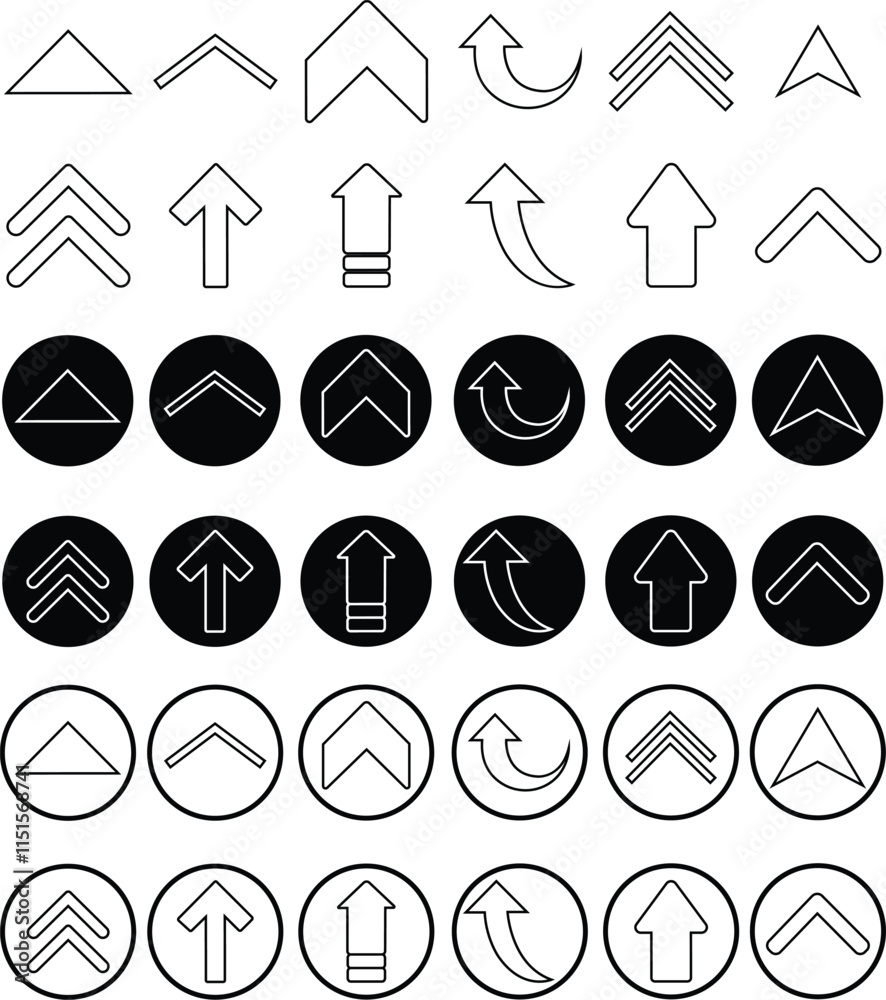 Upward arrows icons Set. Scroll illustration signs. Animation of arrow ...
