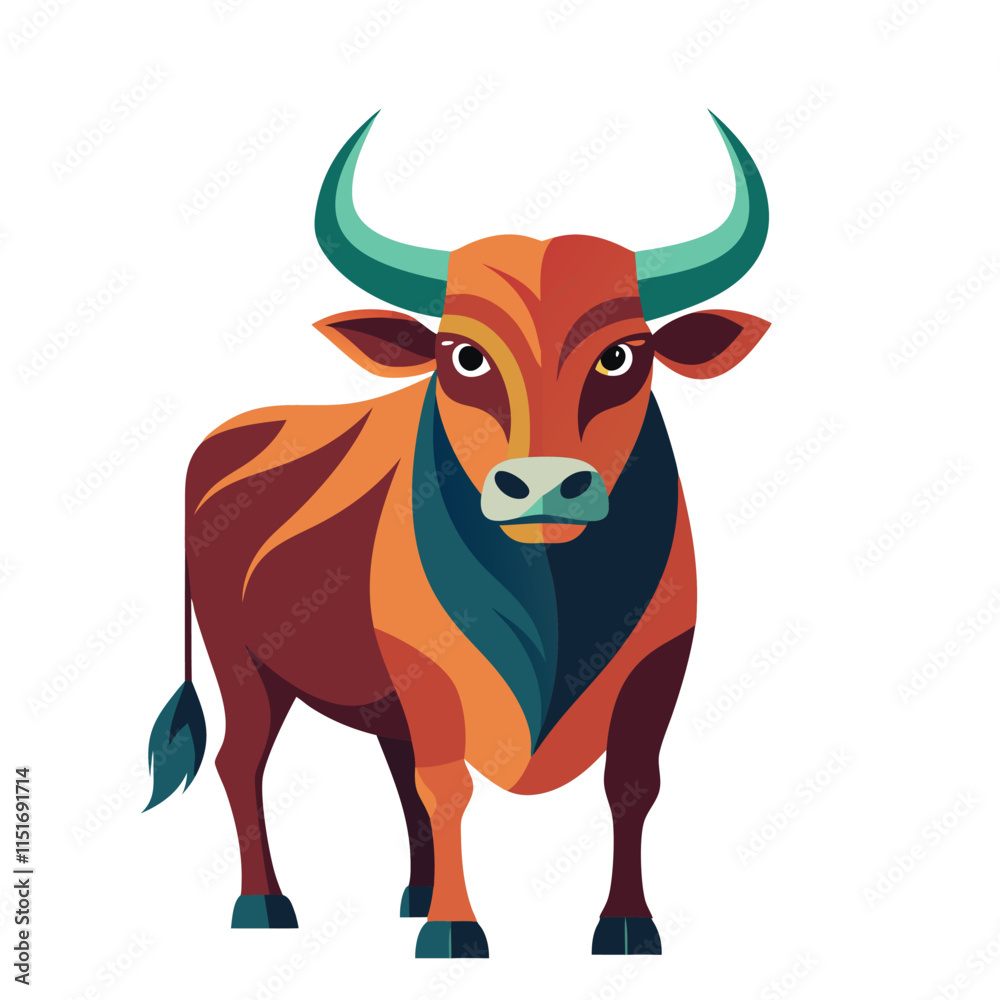 Ox Cartoon Colored Clipart Illustration Free Vector Stock Vector ...