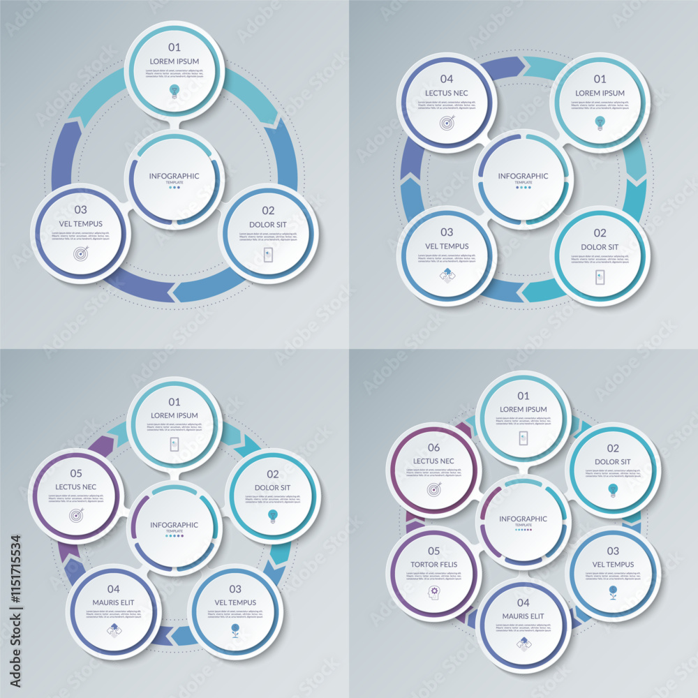 Vector de Stock Set of infographic circles. Collection of vector ...