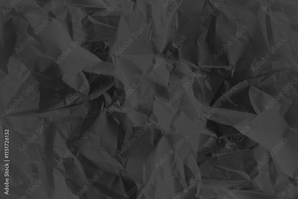 Black grunge crumpled paper texture. Blackboard. Crumpled facture. Dark ...