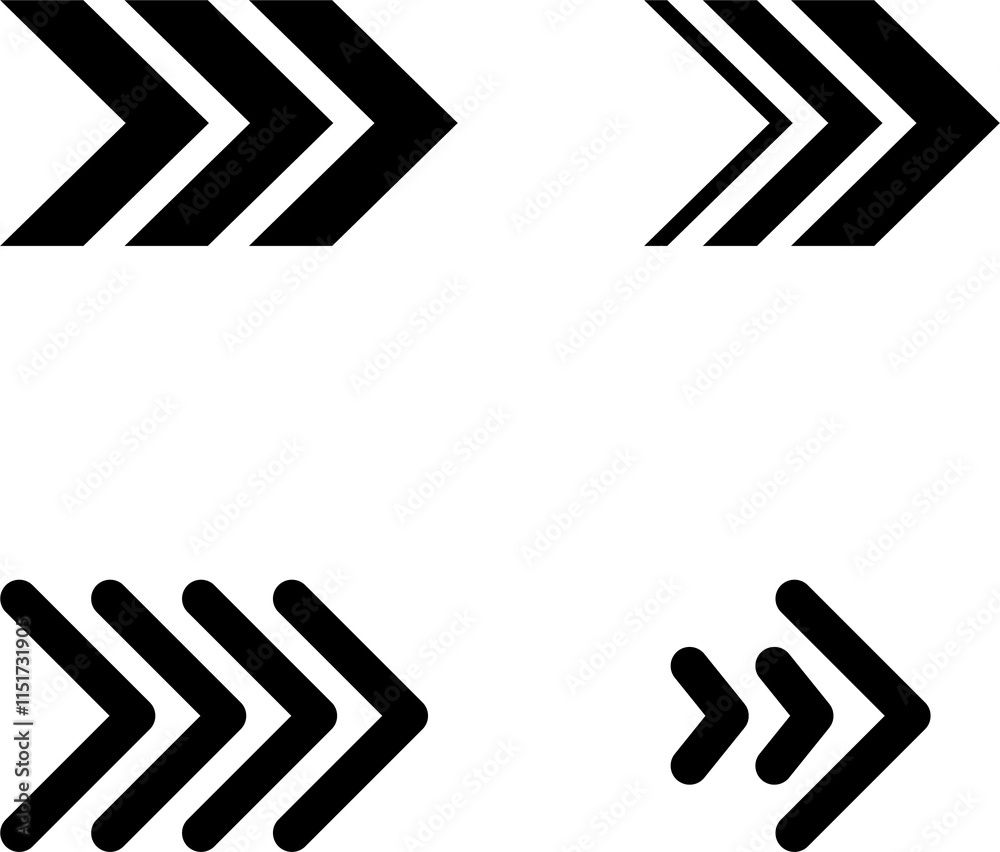 Swipe icon set. Arrow right button symbol. Swipe icons for social media design. Scroll down ...