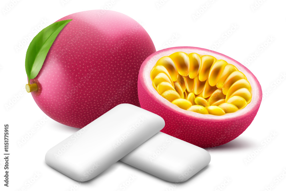 Bubble gum with an passion fruit flavor. Pads of bubble gum spearmint ...