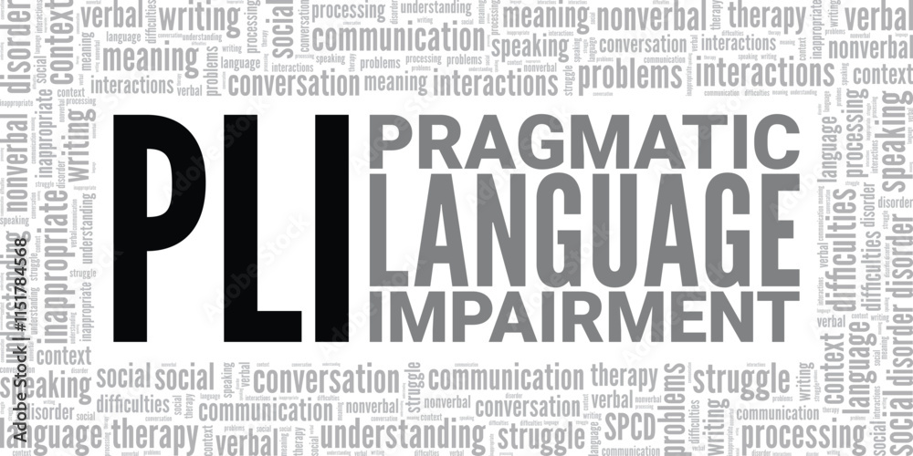 Pragmatic Language Impairment PLI word cloud conceptual design isolated ...