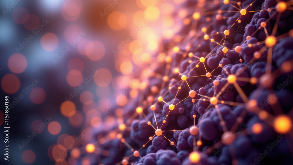 Semaglutide molecule network zoomed out with a blurred background for ...