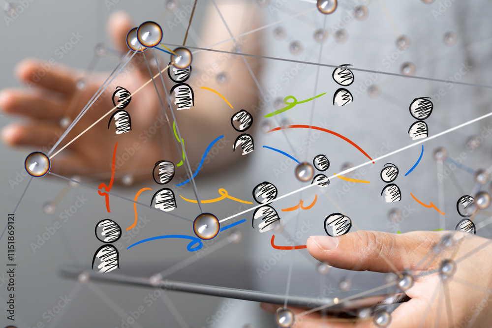 Global network. Blockchain. 3D illustration. Neural networks and artificial intelligence ...