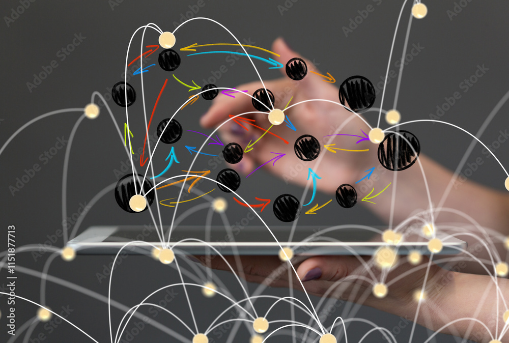 Global Network Blockchain 3d Illustration Neural Networks And Artificial Intelligence