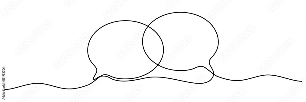 Speech bubbles continuous one line drawing. Dialogue sign. Chat linear ...