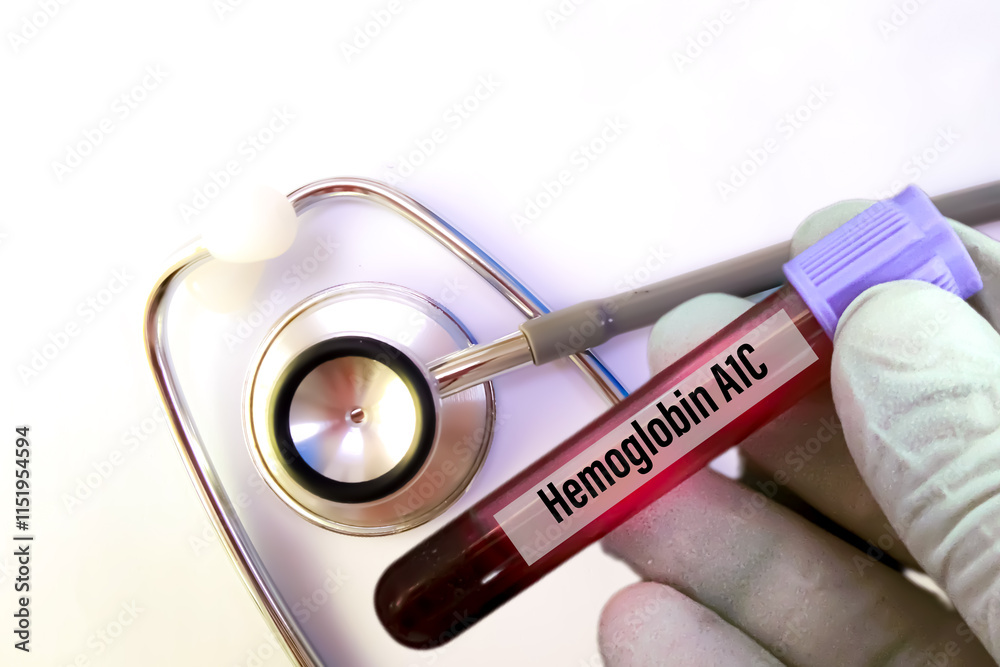 Blood sample for HbA1C test for diagnosis of diabetic. Stock Photo ...