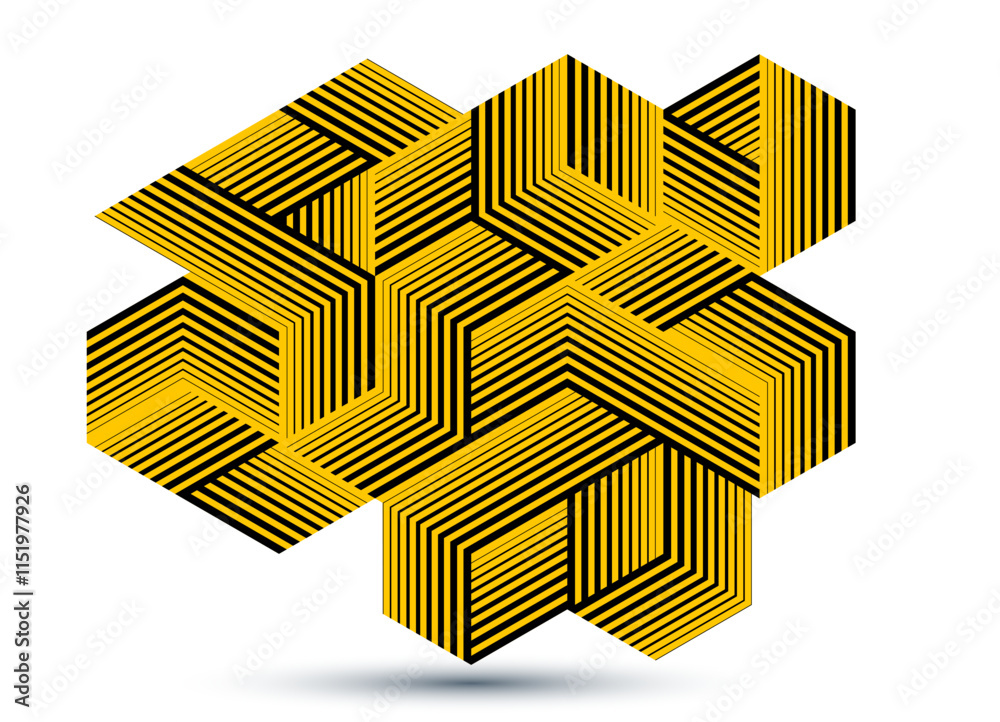 Isometric 3d Cubes Vector Abstract Geometric Background Yellow Abstraction Art Architecture