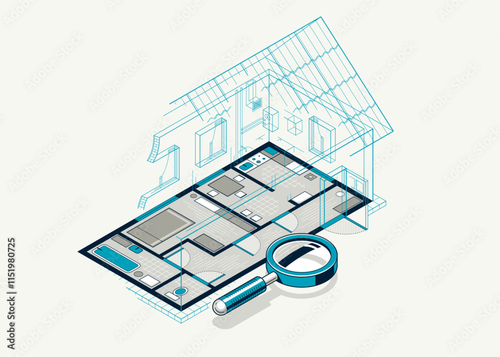 House floorplan drawing with pencil, lodge residential home building ...