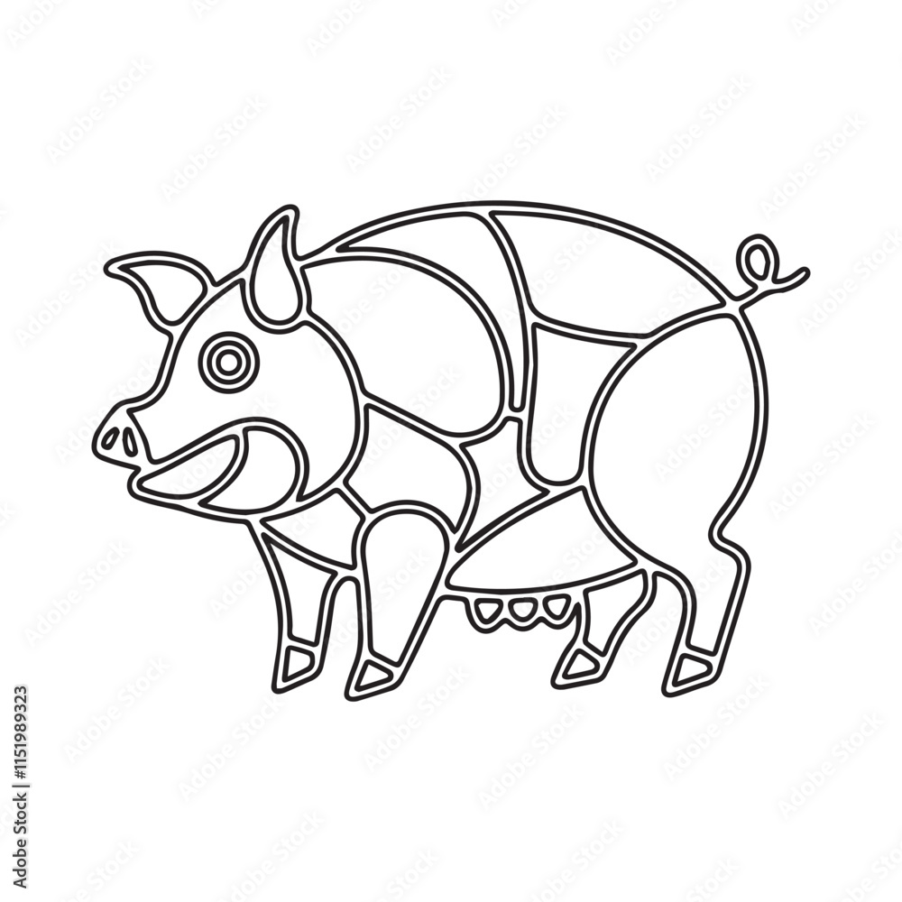Cute Pig With coloring book pages picture,Pig line art,Pig outline ...