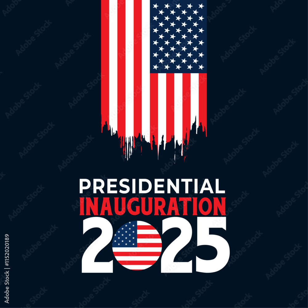 2025 US Presidential Inauguration banner with USA flags January 20 ...