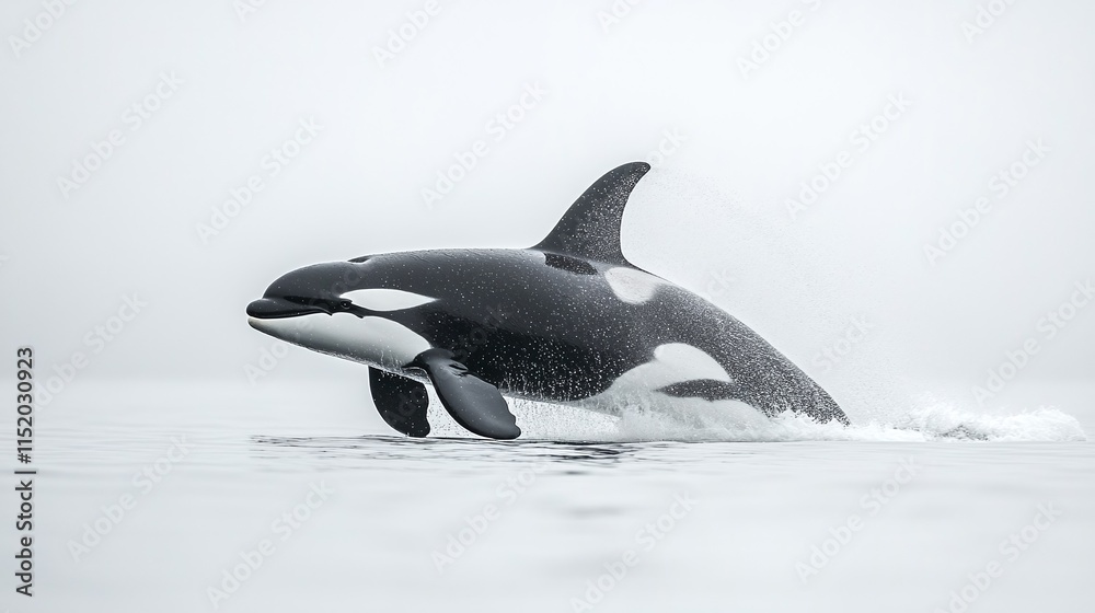 Black and white orca dolphin killer whale fish animal full body length ...