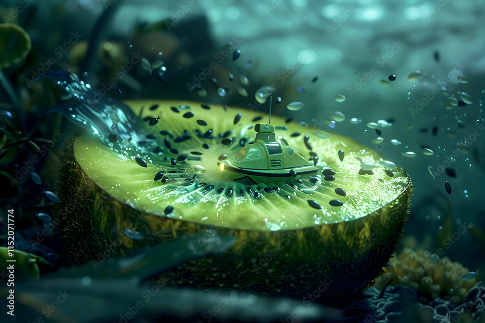Surreal Underwater Adventure with a Mini Submarine Inside a Kiwi ...