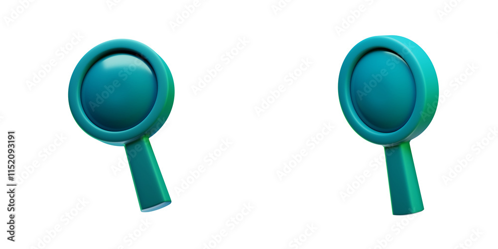 Search Icon 3D magnifier lens on transparent background Stock ...