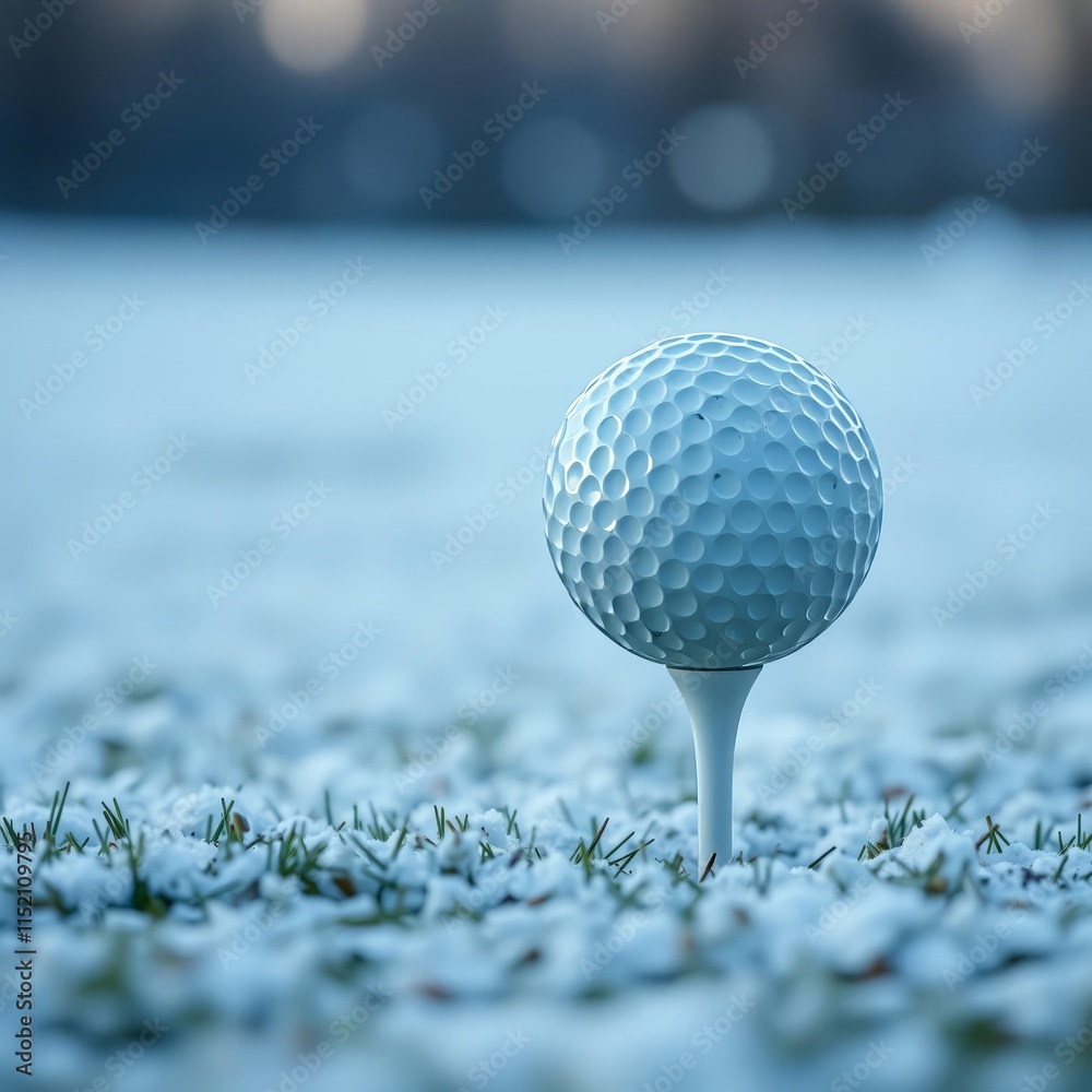 bokeh blue of Winter golf ball background golf ball on tee with bokeh ...