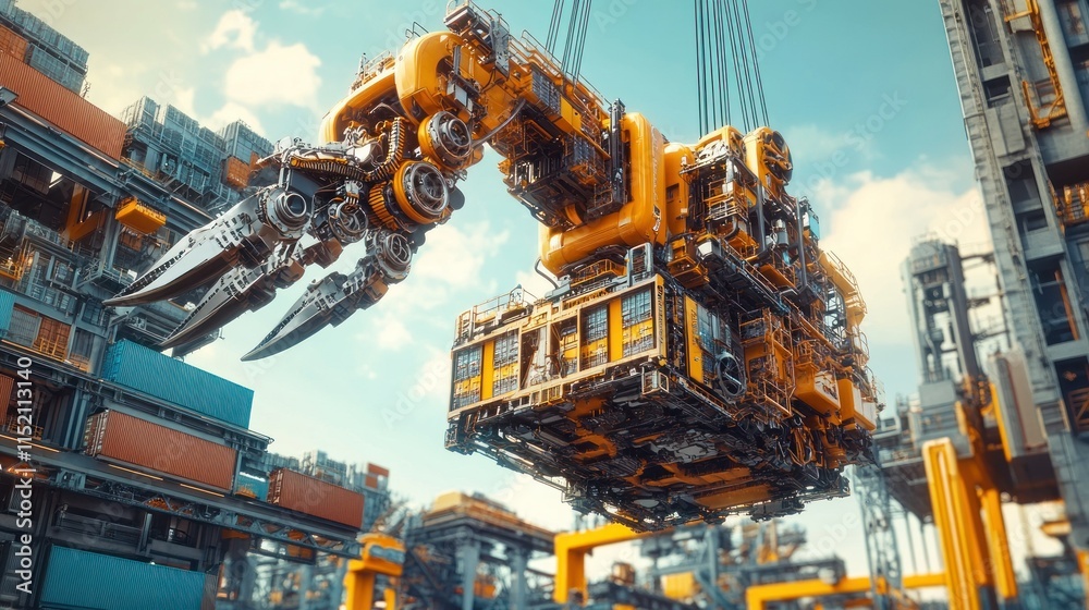 A high-tech robotic crane and complex hydraulic system, its robotic ...
