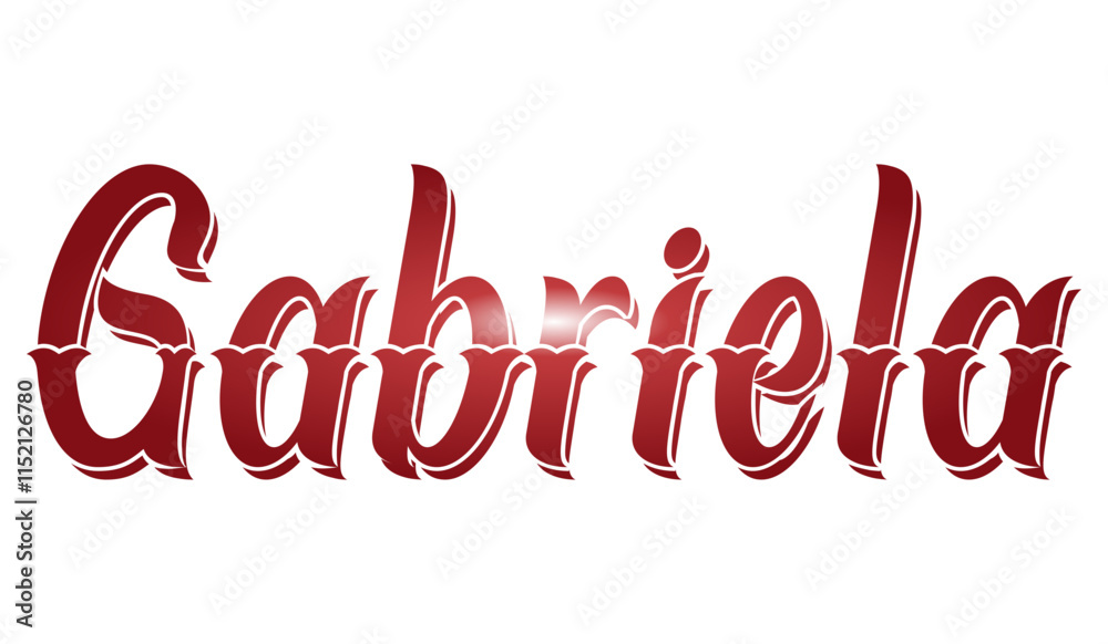 Gabriela- name written - red color, vector graphic design for parties ...