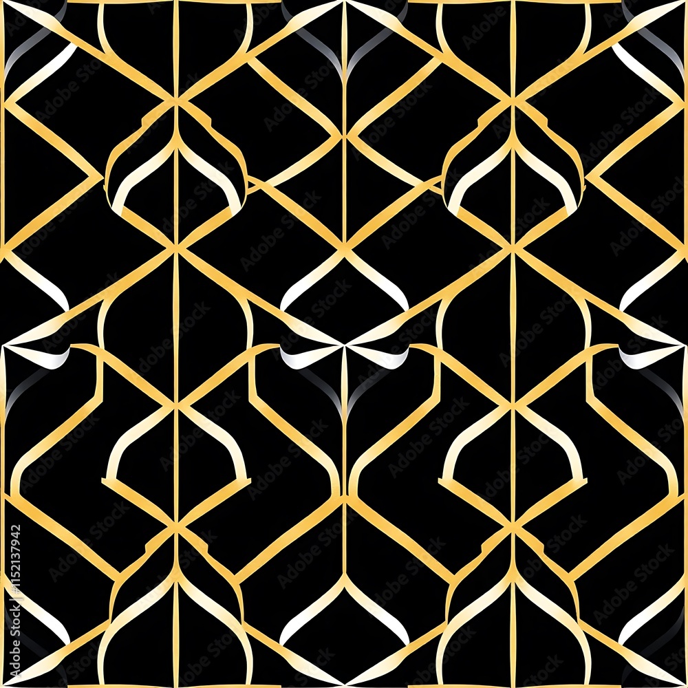 Geometric Black and Gold Seamless Pattern: A chic and sophisticated ...