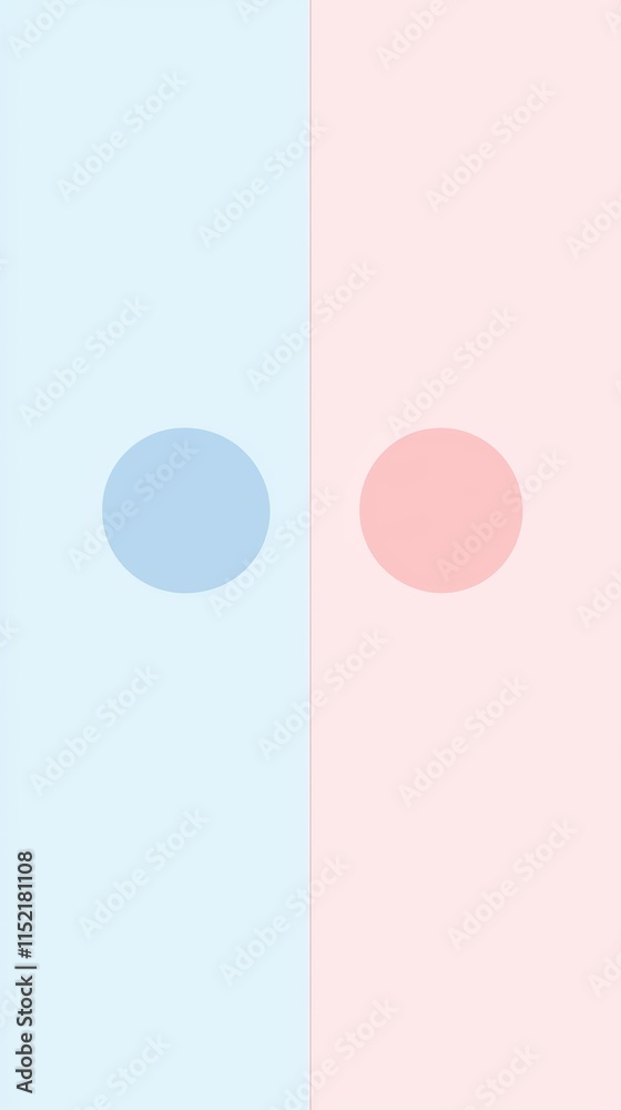 Minimalist design with light blue and pink pastel colors separated by a ...