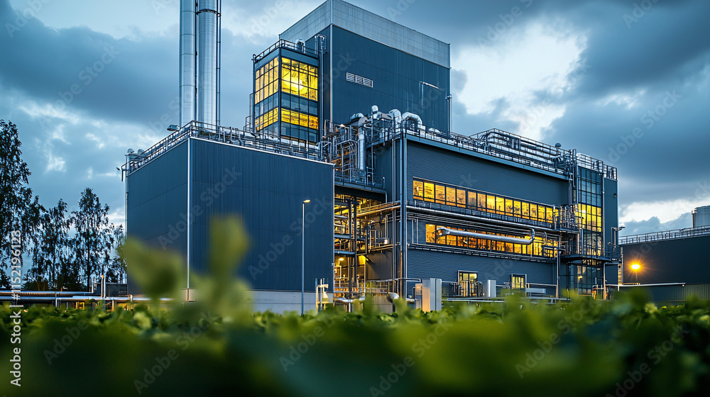 biogas plant with advanced systems for converting organic waste into methane gas, promoting ...