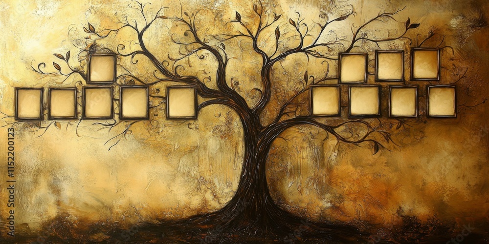 Ancestral tree template for documenting family heritage. Stock ...