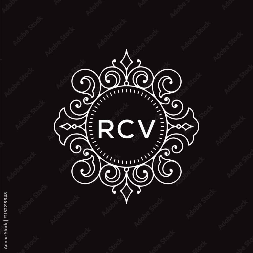 RCV letter logo design with black background in illustrator, vector ...