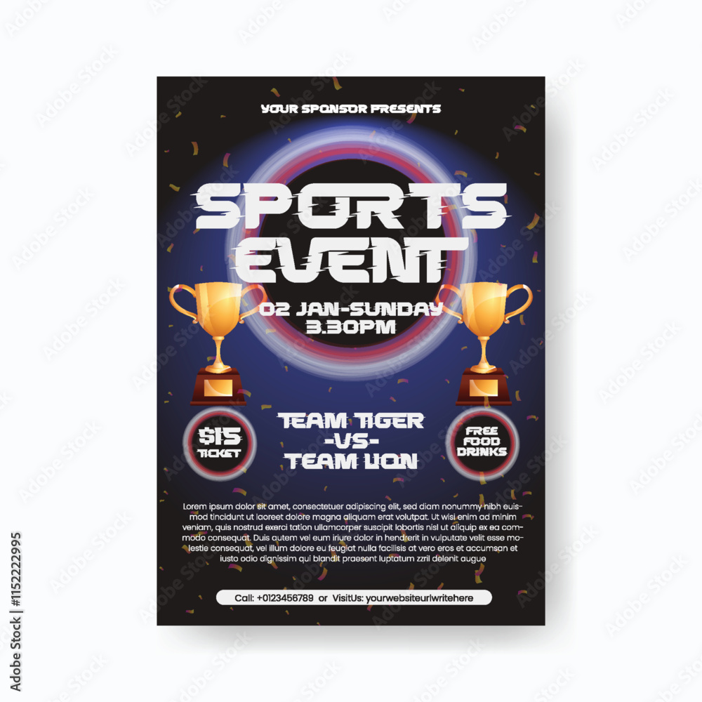 Sports background template, football training camp editable print flyer ...