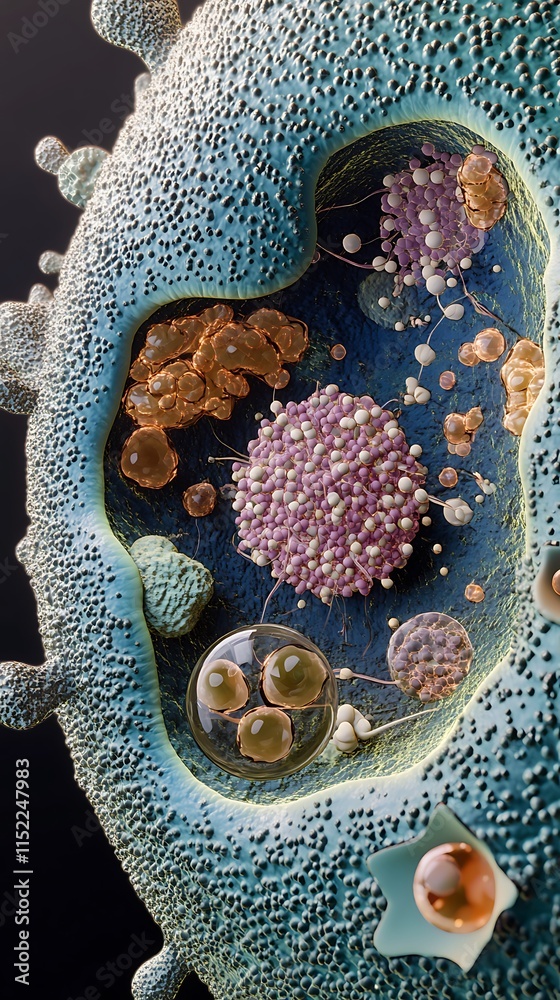 Detailed cytology of animal cell nucleus and cytoplasm, a realistic ...