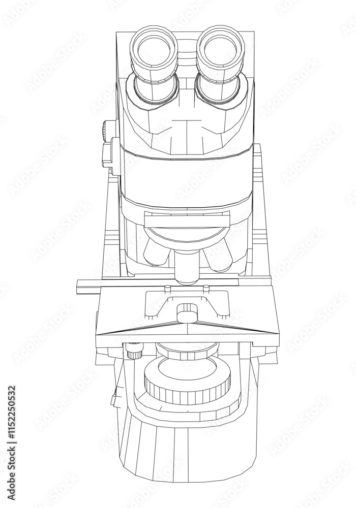 Continuous One Line Drawing Of Microscope Simple Illustration Of Microscope Laboratory Line Art