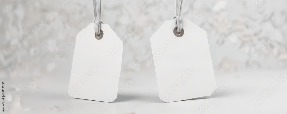 Blank white price tag label mockup isolated on white background, offer ...