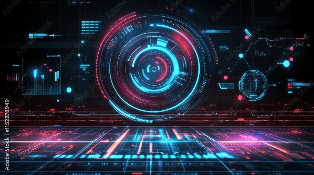 Ilustración de Stock HUD Technology Futuristic Digital Decimal Encoder Data Sampling Simulation ...