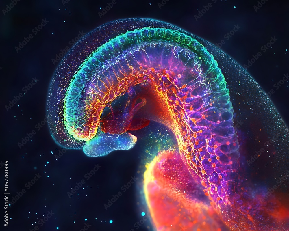Microscopic image of the neural tube developing in an embryo with ...