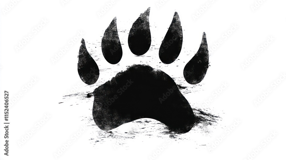 Black clawed paw print on white background bold and striking design ...