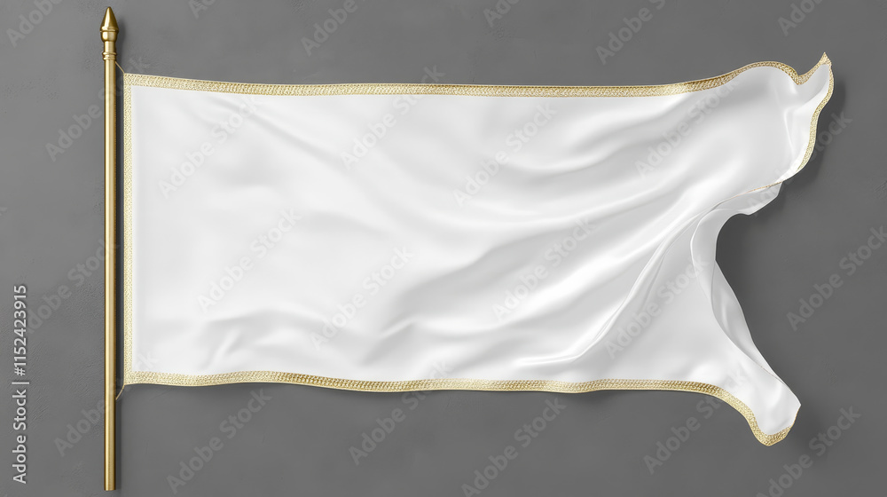 White horizontal pennant mockup, Empty medieval flag vector banner ...