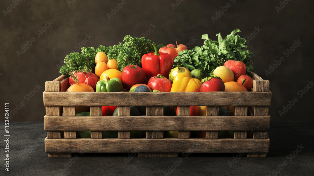 3d vector empty wooden crate box for vegetable or fruit. Realistic ...