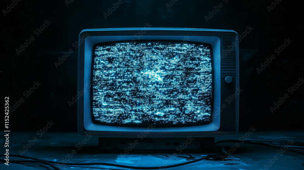 Vhs tv screen texture with blue and white lines and pixels on black ...