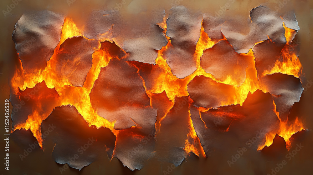 Burn paper holes and borders, burnt page with smoldering fire on ...