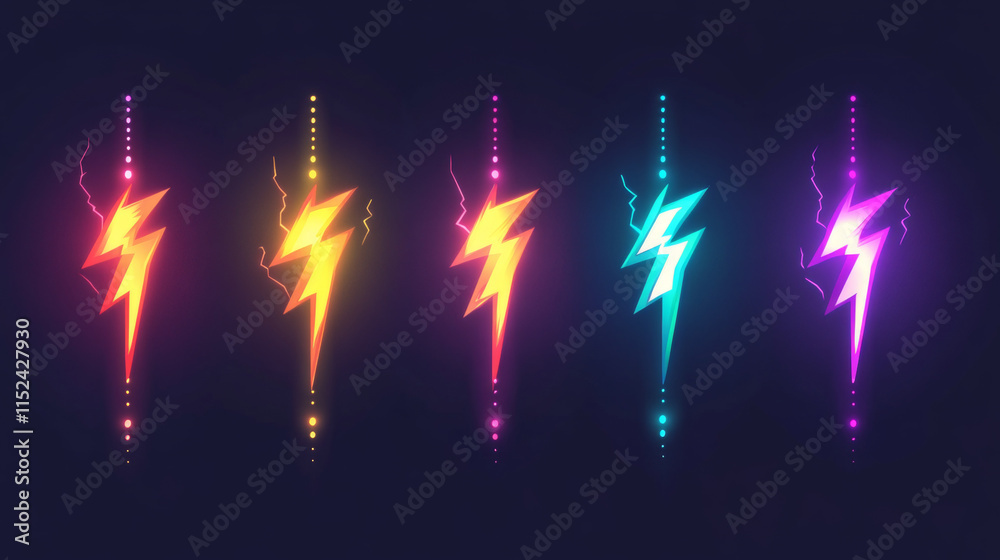 Lightnings game fill progress score or level animation frame from empty ...