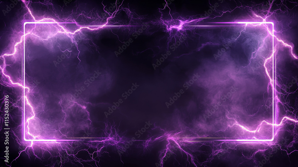 Purple lightning frames set isolated on transparent background. Vector ...