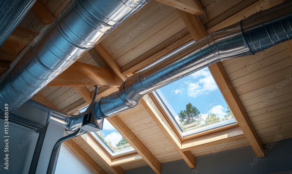 Installation of a newly developed house heat recovery system, which ...