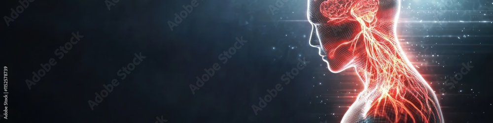 Illuminated human body scan showcasing nervous system sci-fi medical ...